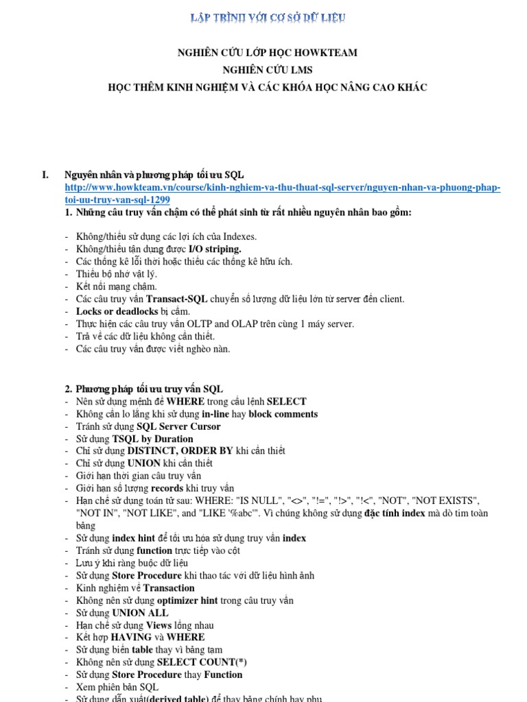 CƠ SỞ DỮ LIỆU - SQL | PDF