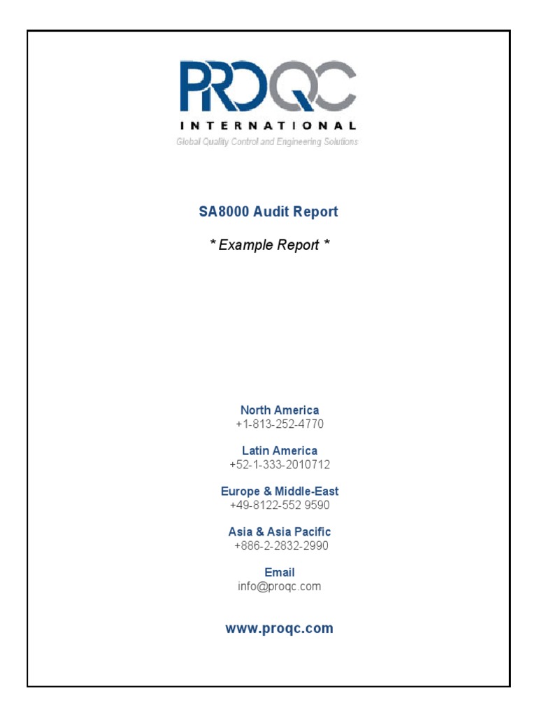 ProQC ExampleReport SA8000 Audit | PDF | Auditor's Report | Employment