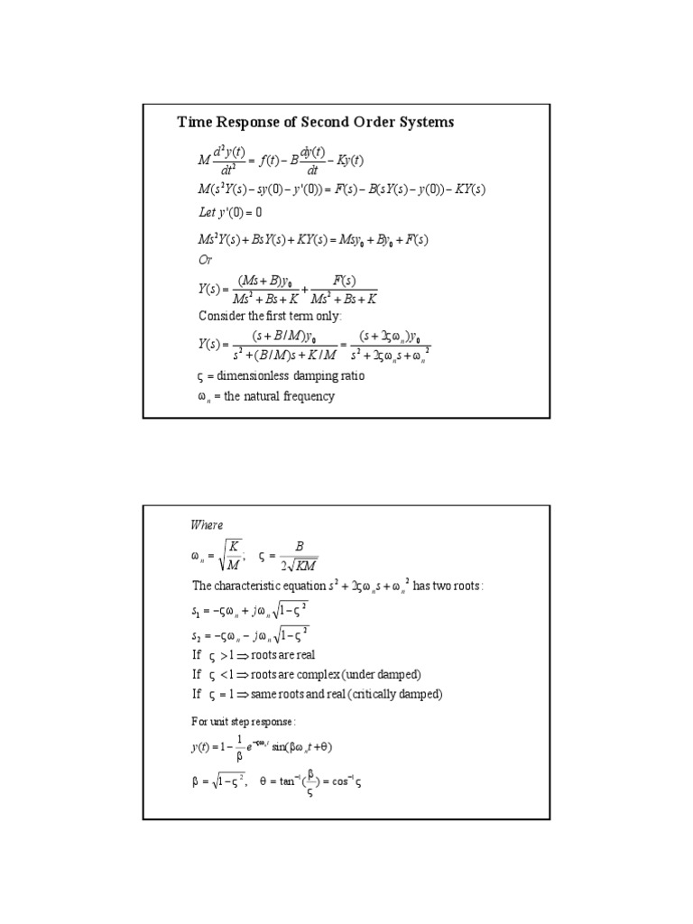 Second Order System Time Response | PDF | Applied Mathematics | Physics