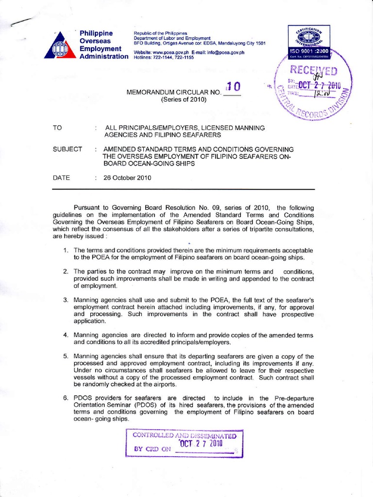 POEA Memo Circular 10 | PDF | Business
