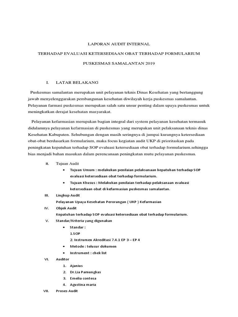Laporan Audit Internal Farmasi Pdf