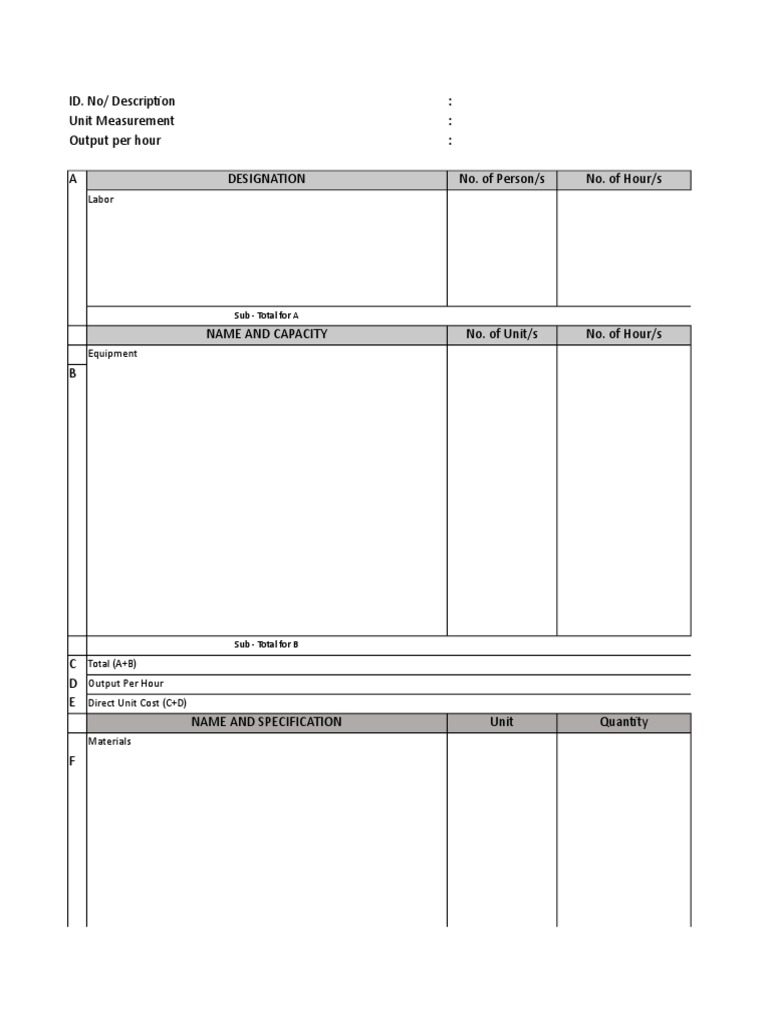 Unit Price Analysis Template | PDF | Cost | Value Added Tax