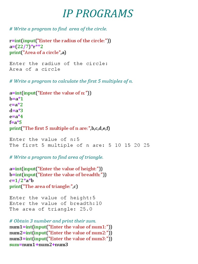IP Programs | PDF | Area | Elementary Mathematics