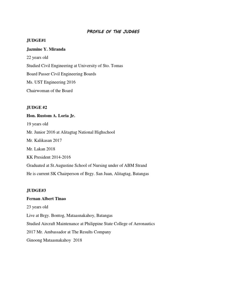 Profile of The Judges | PDF | Politics | Science & Mathematics