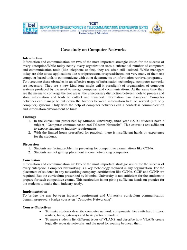 Case Study On Computer Networks PDF | PDF | Ip Address | Network Switch