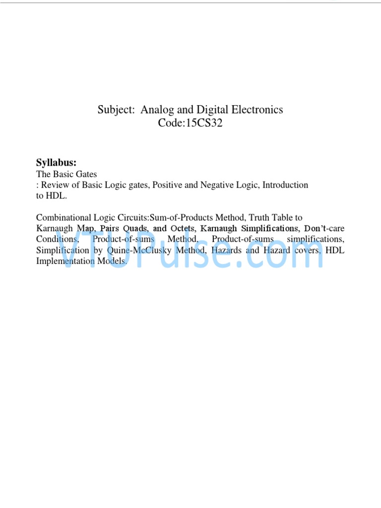 Analog and Digital Electronics Module 1 | PDF | Logic Gate | Electronic ...