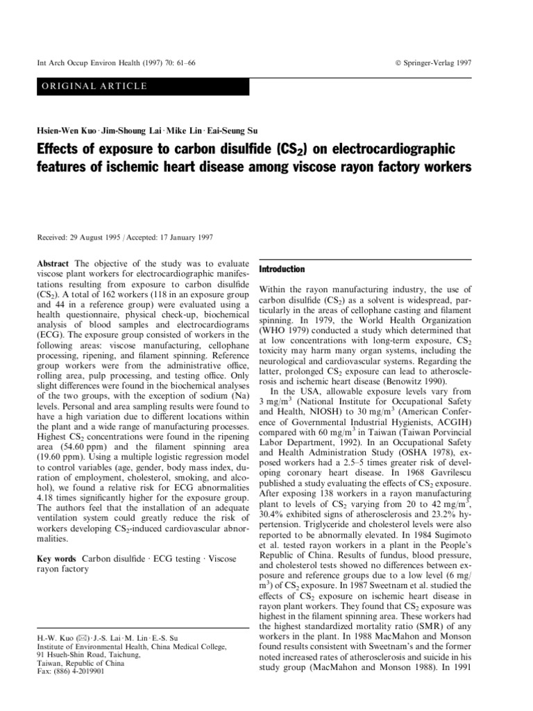 CS2 Effects | Download Free PDF | Cardiovascular Diseases ...
