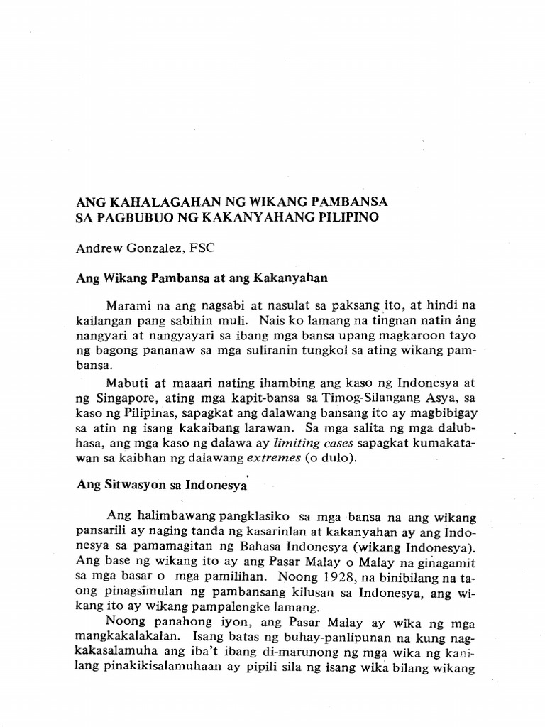 Ang Kahalagahan NG Wikang Pambansa Sa Pagbubuo NG Kakanyahang Pilipino ...