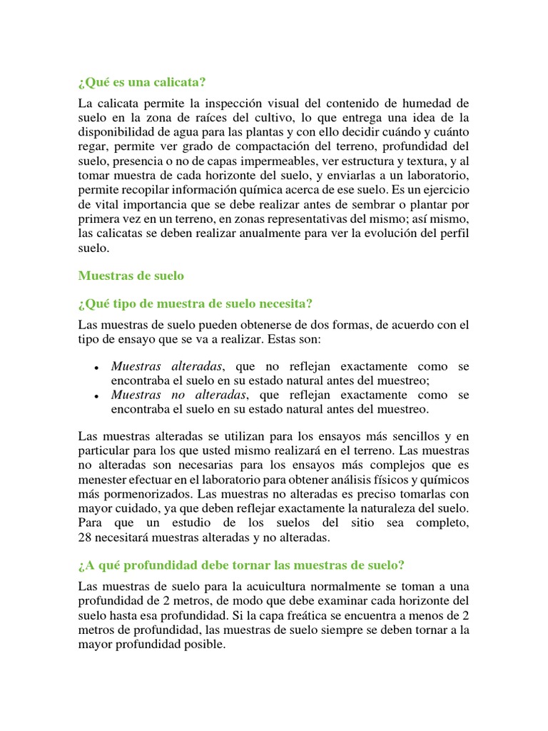 Definición y uso de calicatas en suelos | PDF | Suelo | Roca (geología)