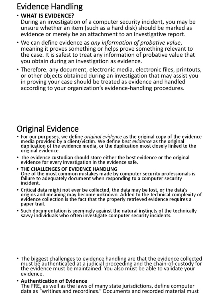 Evidence Handling | PDF | Authentication | Backup