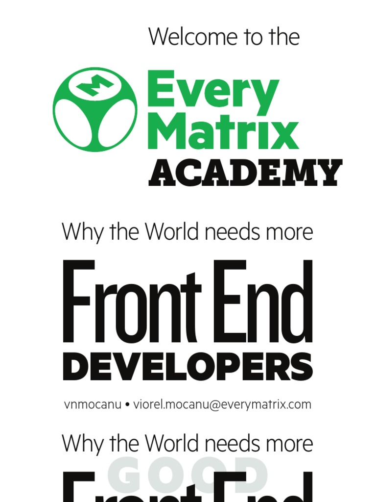 The EveryMatrix Front End Academy - Presentation | PDF | Html | World Wide Web