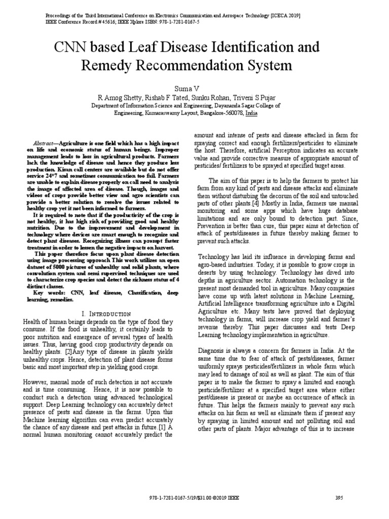 CNN Based Leaf Disease Identification and PDF | PDF | Artificial Neural ...