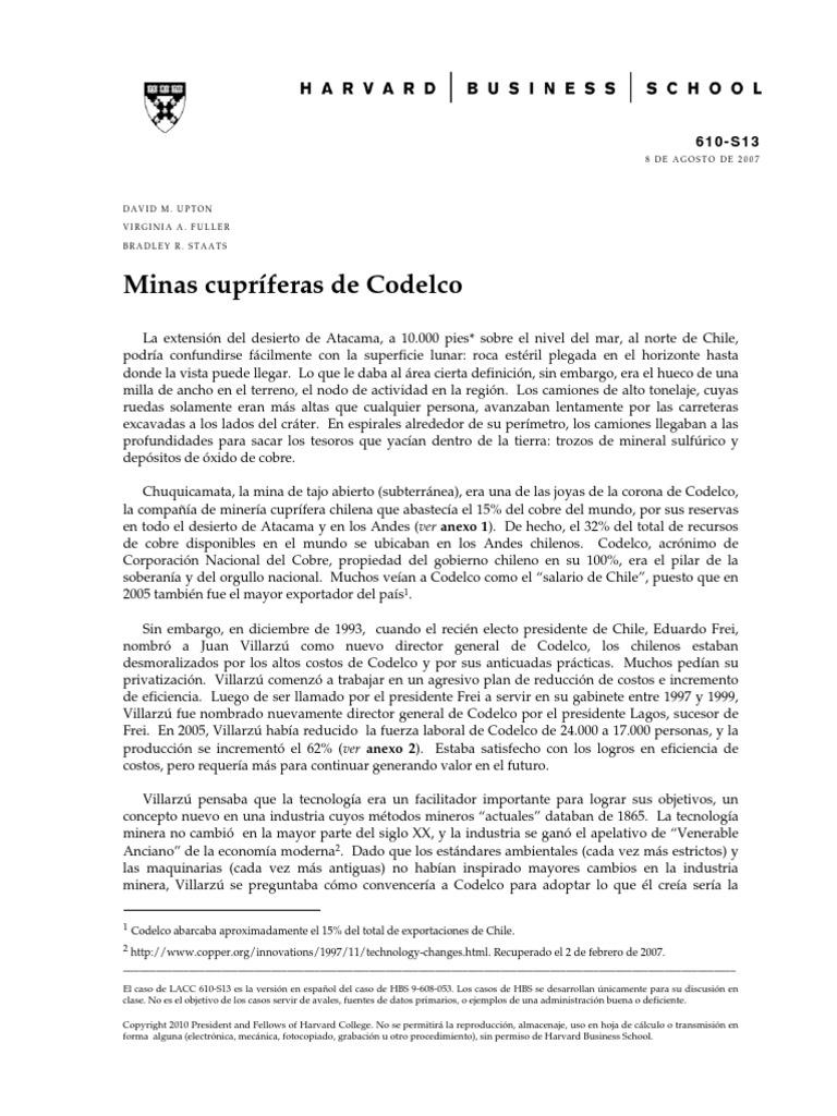 Codelco Cooper Mines Spanish PDF | PDF | Cobre | Minería