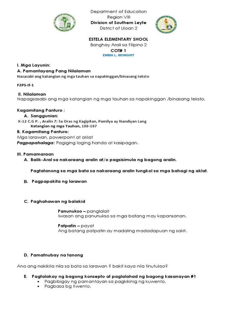 Pagpapahalaga: Pagiging Laging Handa at Kasipagan.: Emma L. Monghit | PDF