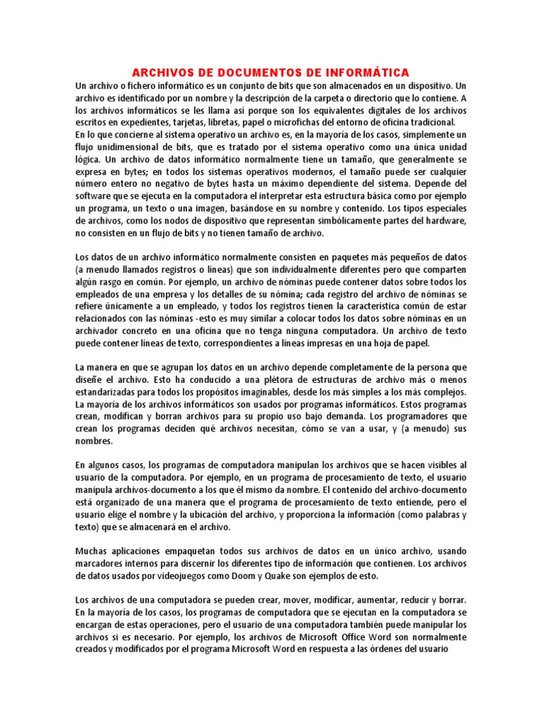 Archivos de Documentos de Informática | PDF | Archivo de computadora ...