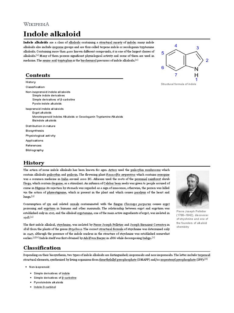 Indole Alkaloid: Structural Formula of Indole | PDF | Natural Products ...