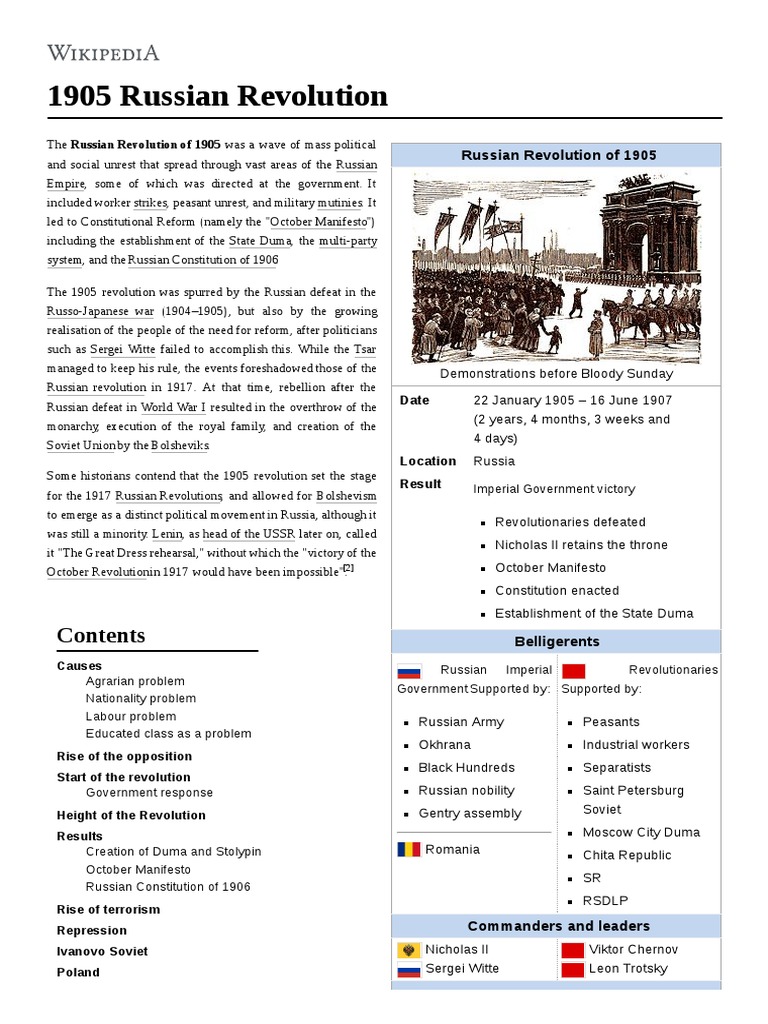 1905 Russian Revolution PDF | PDF | Nicholas Ii Of Russia | Russian ...