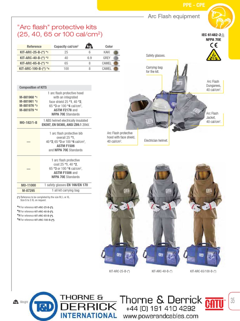 40 Cal Arc Flash Protection CATU KIT ARC 40 Clothing PPE Kits | PDF ...