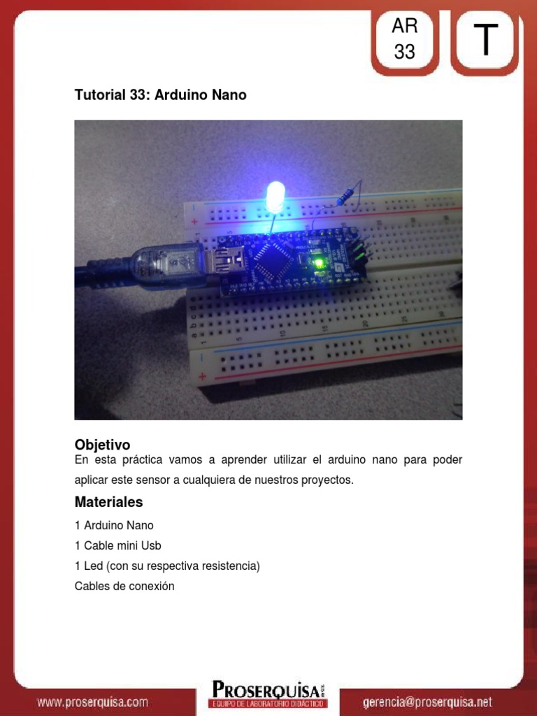 Tutorial 33 Arduino Nano PDF | PDF | Arduino | Resistencia Eléctrica y Conductancia