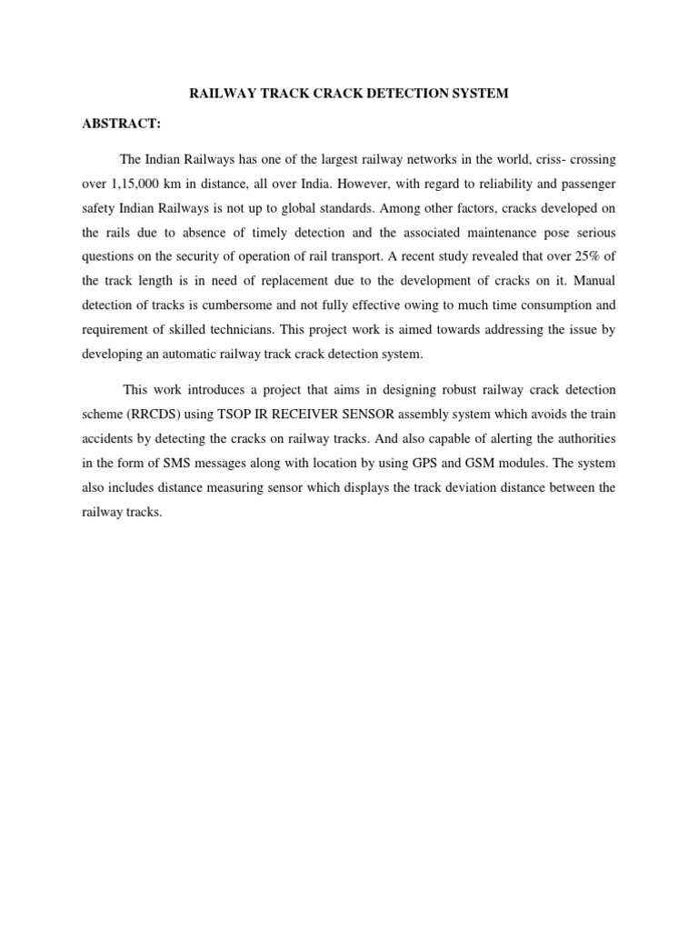 Railway Track Crack Detection System Using Arduino | PDF | General ... Railway Track Crack Detection System Using Arduino | PDF | General ...