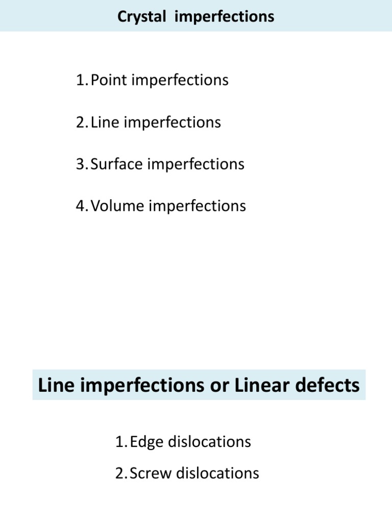 1.point Imperfections 2.line Imperfections 3.surface Imperfections 4 ...