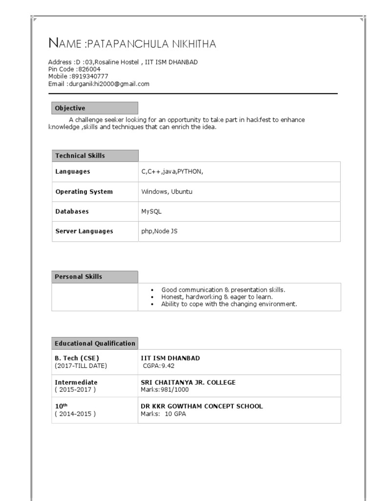 Nikhitha CV | PDF