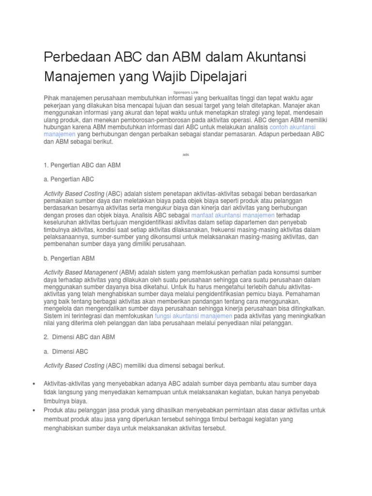 Perbedaan ABC Dan ABM | PDF