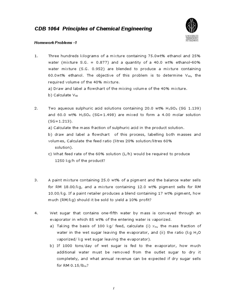 Homework - 1 | Download Free PDF | Mass Fraction (Chemistry) | Solution