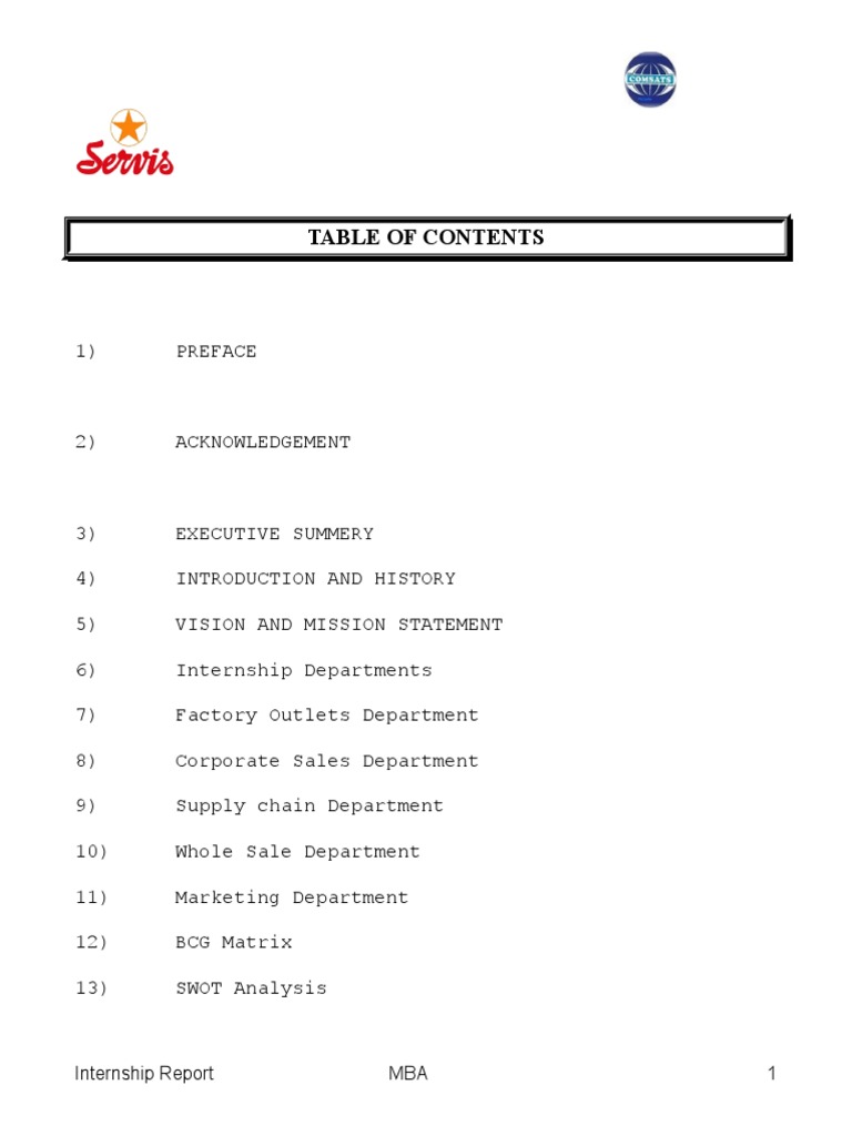 MBA Internship Report: Servis Sales Corp | PDF | Retail | Business