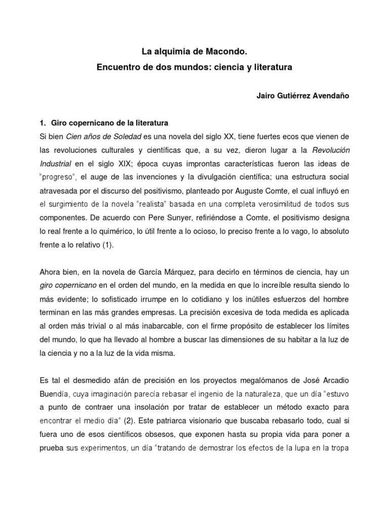 La Alquimia de Macondo. Encuentro de Dos PDF | PDF | Alquimia | Science