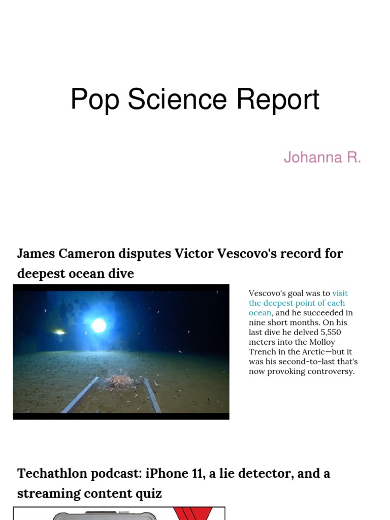 Pop Science Report | PDF | Leisure