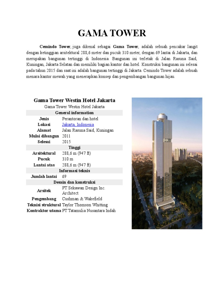 Gama Tower: Pencakar Langit Jakarta | PDF