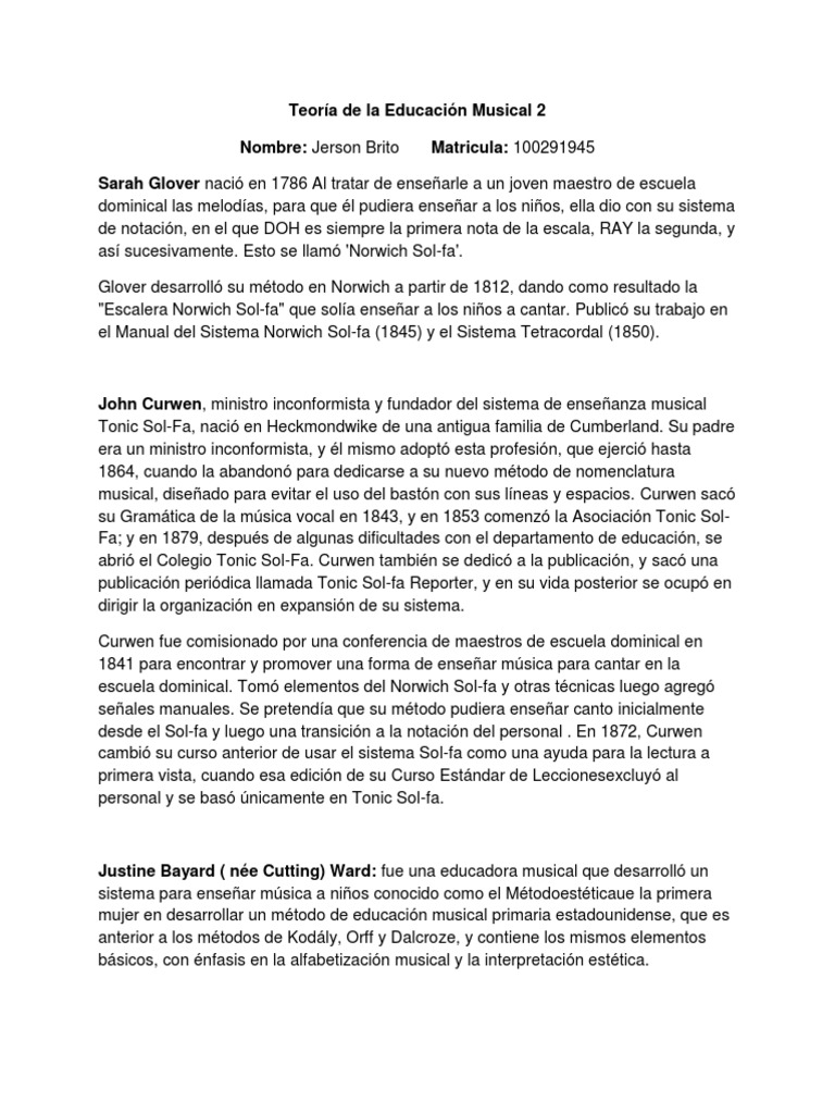 Desarrollo de métodos pedagógicos para la enseñanza de la música: Sarah ...