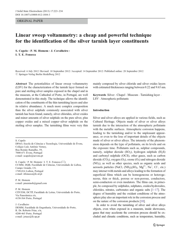 Linear Sweep Voltammetry A Cheap and Pow PDF | PDF | Silver ...