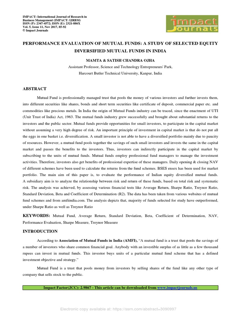 SSRN-id3090997 - MF | PDF | Beta (Finance) | Sharpe Ratio
