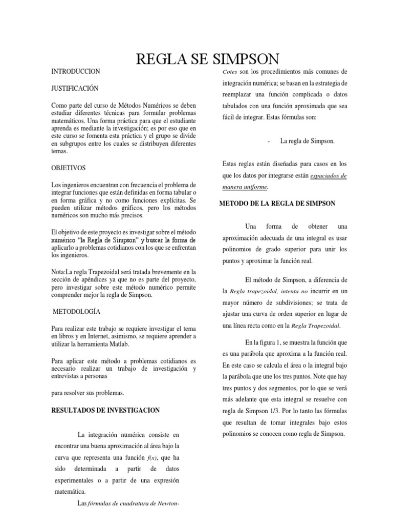 Regla Se Simpson | PDF | Matemáticas De La Computación | Integral