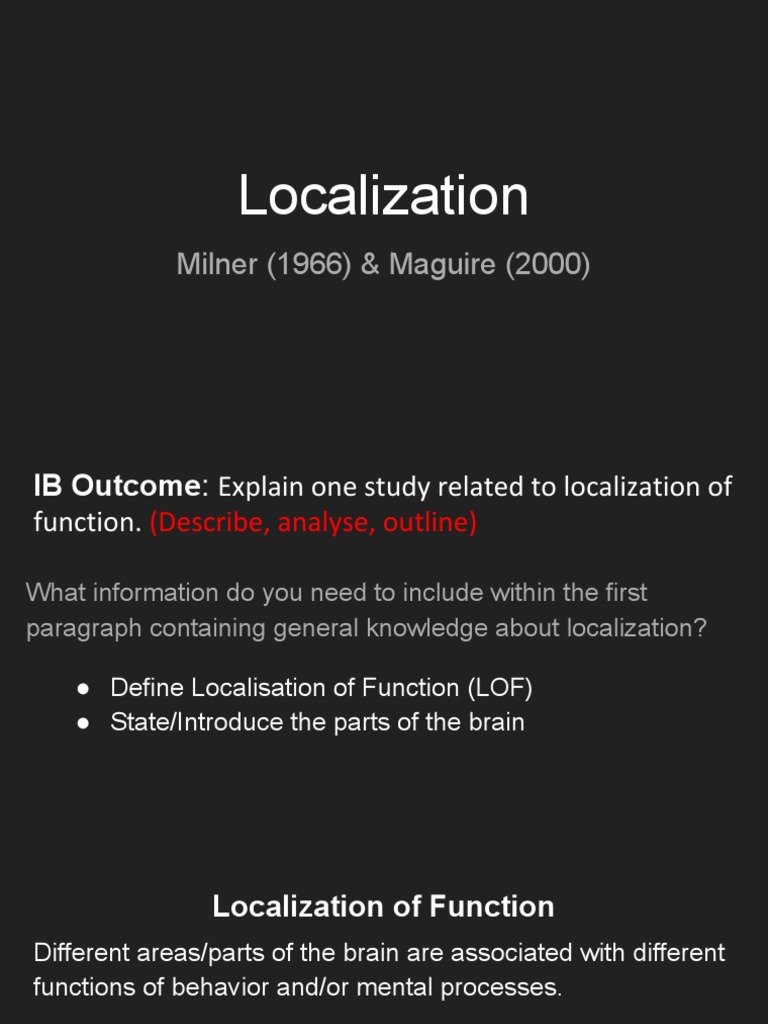 Localization of Function Studies | PDF | Memory | Hippocampus