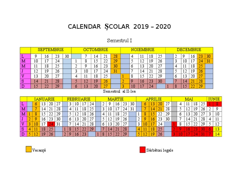 Calendar Scolar 20192020 | PDF