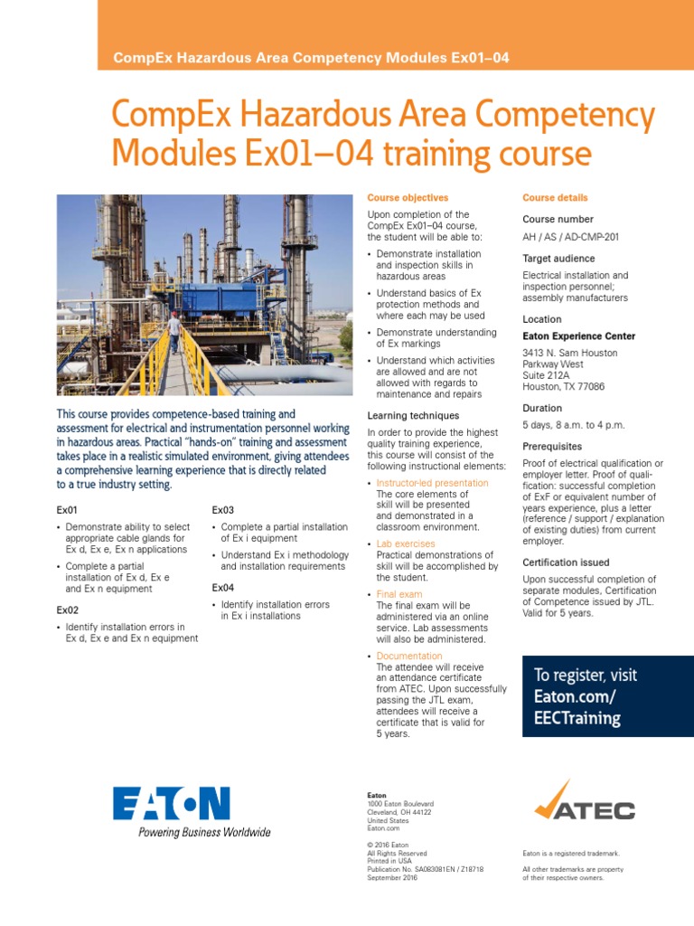 CompEx Hazardous Area Competency Modules Ex 01-04 Training Course PDF ...