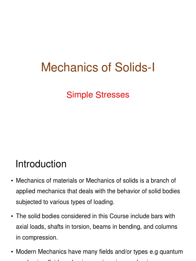 Mechanics of Solids | PDF | Deformation (Engineering) | Stress (Mechanics) Mechanics of Solids | PDF | Deformation (Engineering) | Stress (Mechanics)
