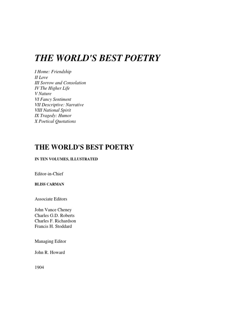 Various Authors The Worlds Best Poetry Volume 4 | PDF | Heaven | Baruch ...