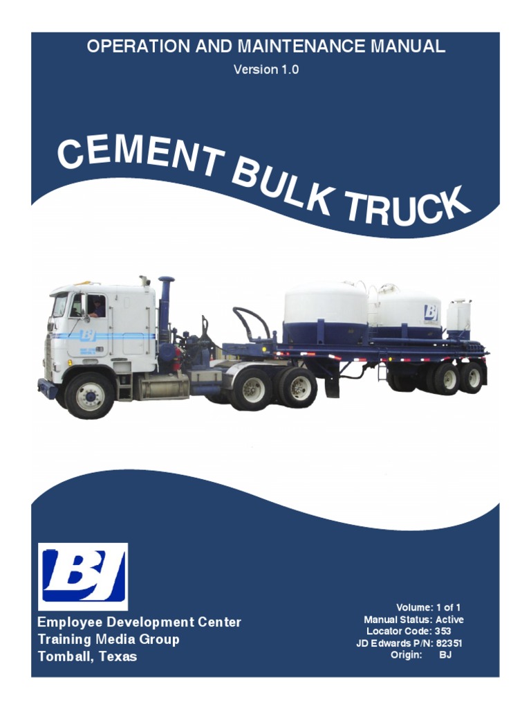 Cement Bulk Truck Operator Manual | PDF | Casing (Borehole) | Truck