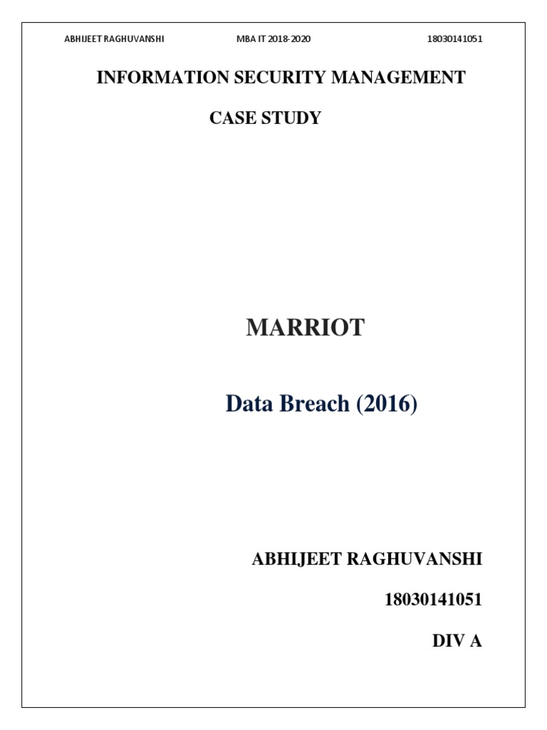 Marriott Data Breach Case Study | PDF | Marriott International | Computer Security