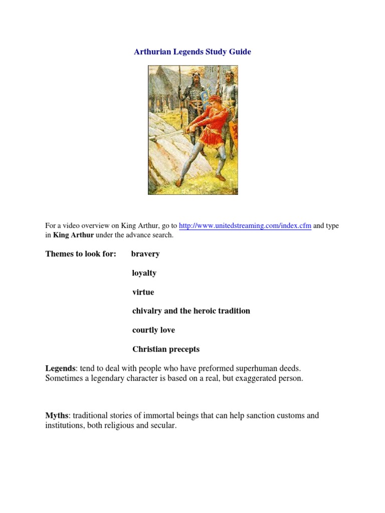 Arthurian Legends Study Guide | PDF | Knight | Chivalry
