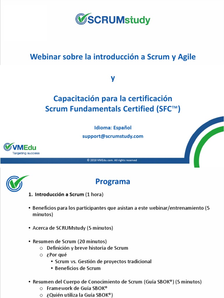 SCRUMstudyScrumPresentation SFCTraining-Spanish | PDF | Software | Planificación