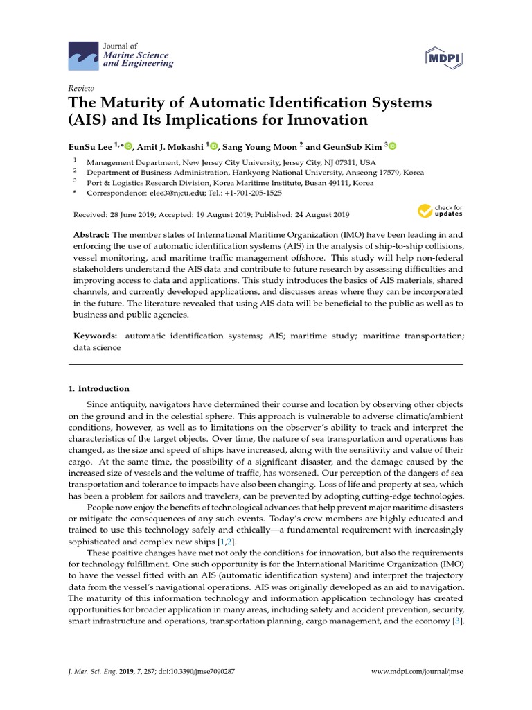 The Maturity of Automatic Identification Systems (AIS) and Its ...