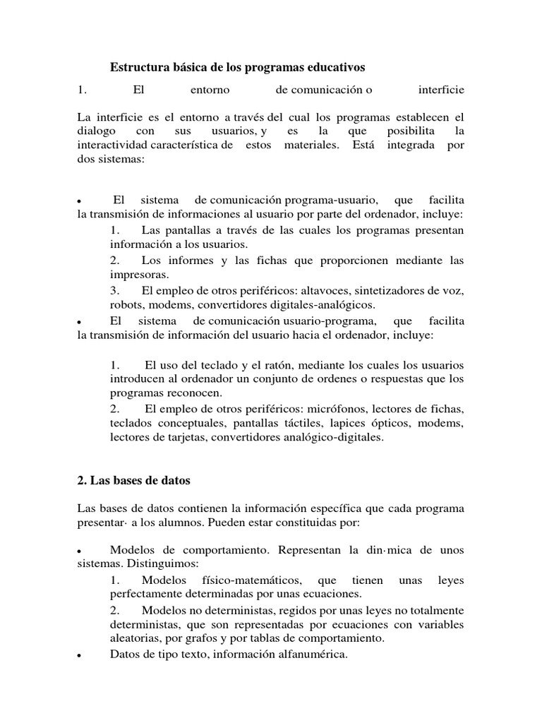 Estructura Básica de Los Programas Educativos | PDF | Periférico | Software