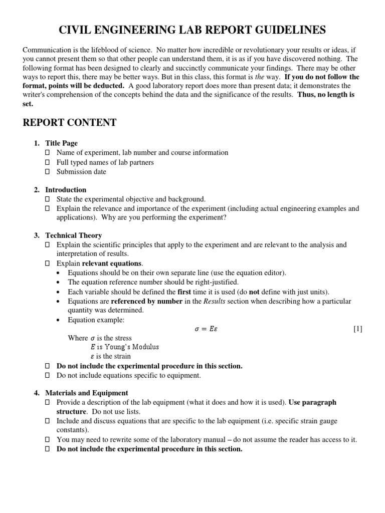 Civil Engineering Lab Report Format | PDF | Experiment | Scientific Method
