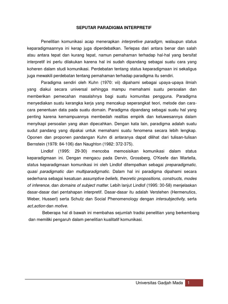 Contoh Artikel 4 - Seputar Paradigma Interpretif PDF | PDF