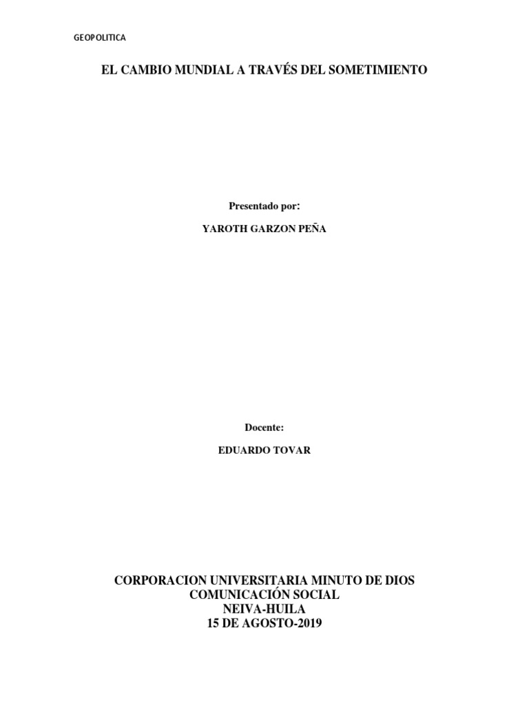 Geopolítica: Sometimiento y Poder Global | PDF | Geopolítica | Los ...